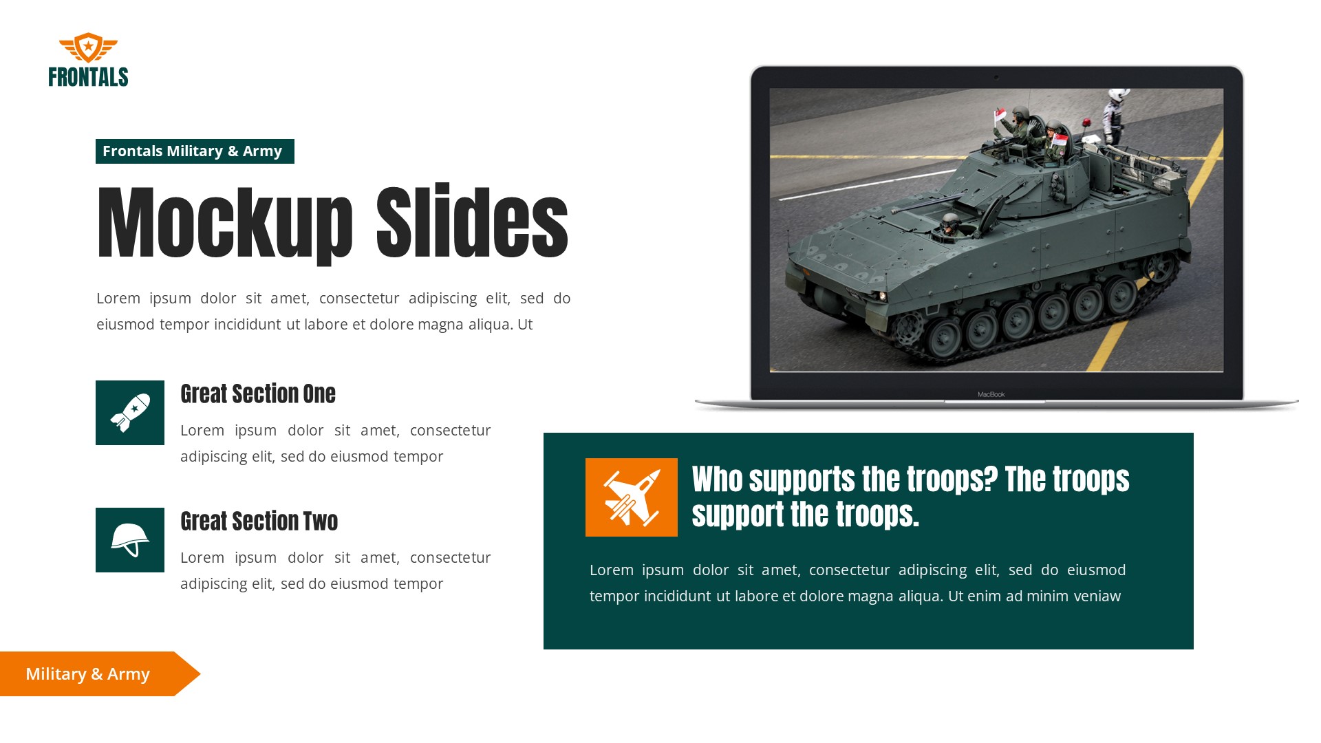 Frontals - Military & Army Powerpoint Template, Presentation Templates