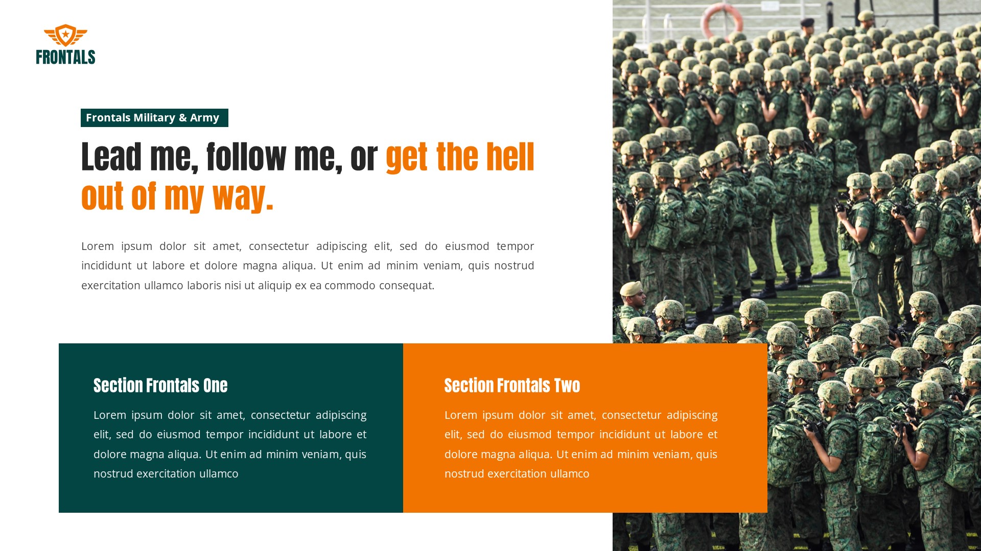 Frontals - Military & Army Powerpoint Template, Presentation Templates