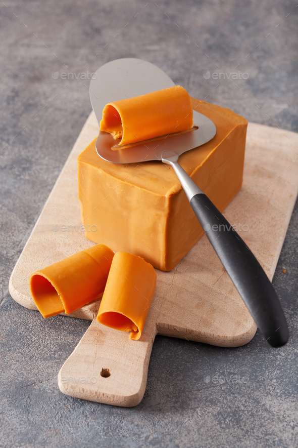 Norwegian brunost traditional brown cheese Stock Photo by duskbabe