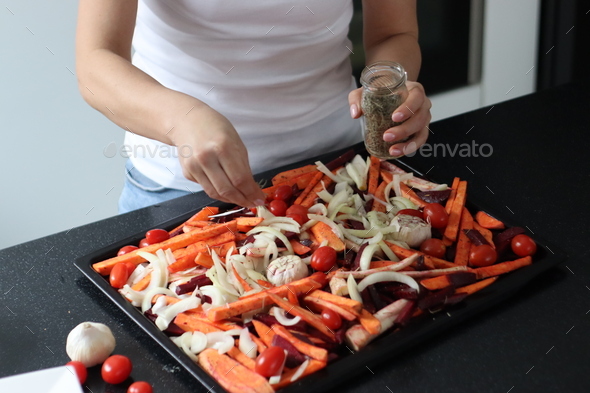 Cooking at home, preparing food to dinner, eating healthy,preparing ...