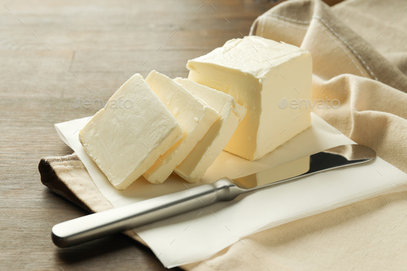 Concept of breakfast, eat food with butter, close up Stock Photo by ...