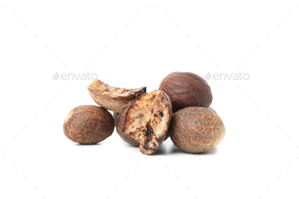 Shea nuts for making shea butter isolated on white background Stock ...
