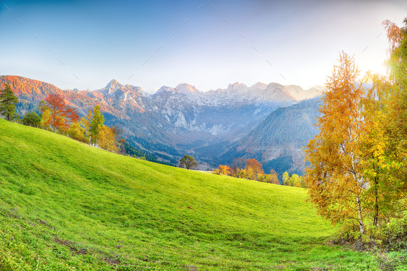 Picturesque view of Popular tourist destination Solcava panoramic road ...