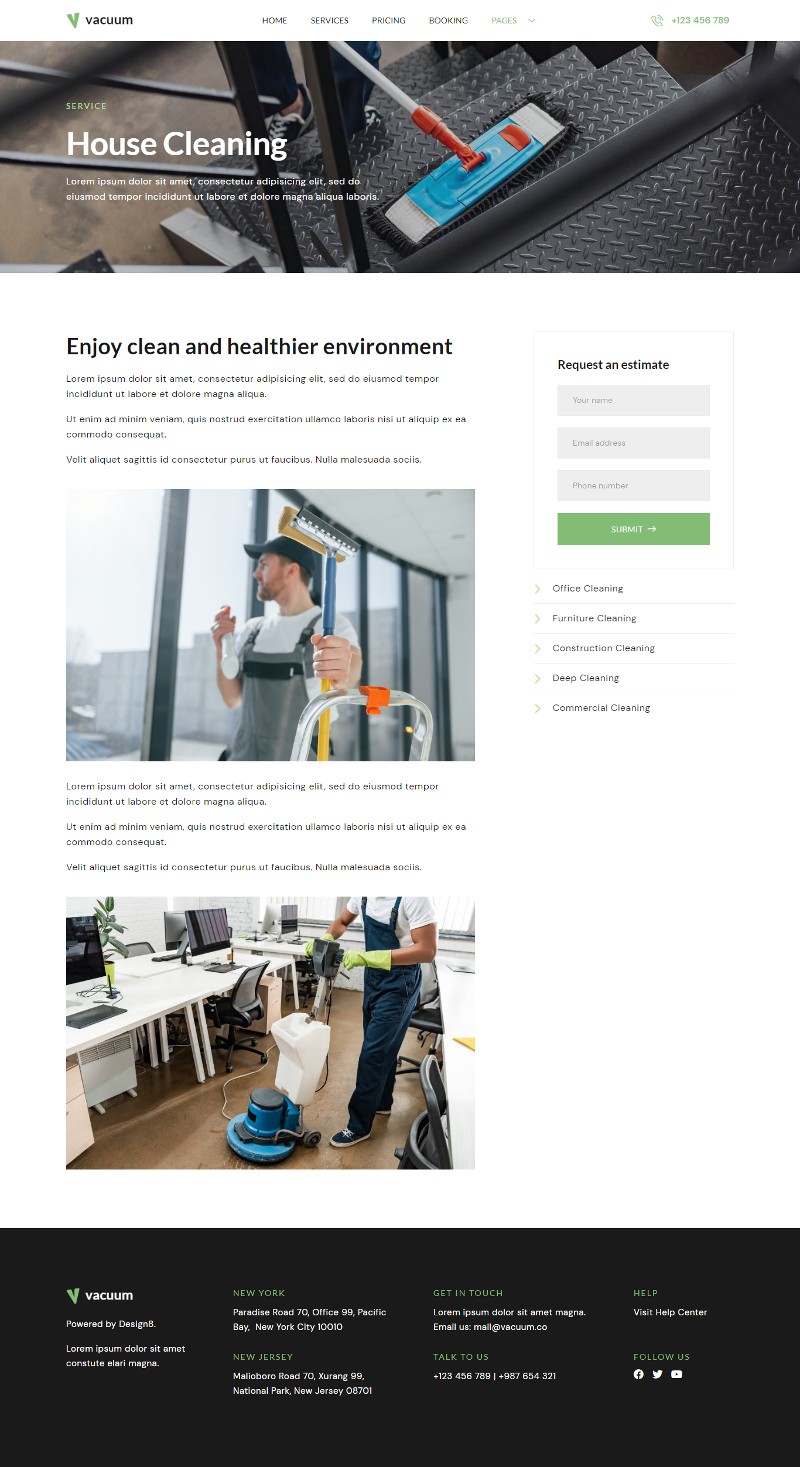 Vacuum - Cleaning Services Company Elementor Template Kit by Design_8