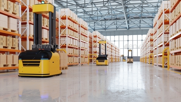 Forklift AGV efficiently sorting hundreds of parcels per hour automated ...