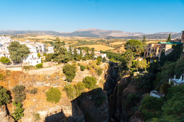 View from above of the new bridge in Ronda province of Malaga ...