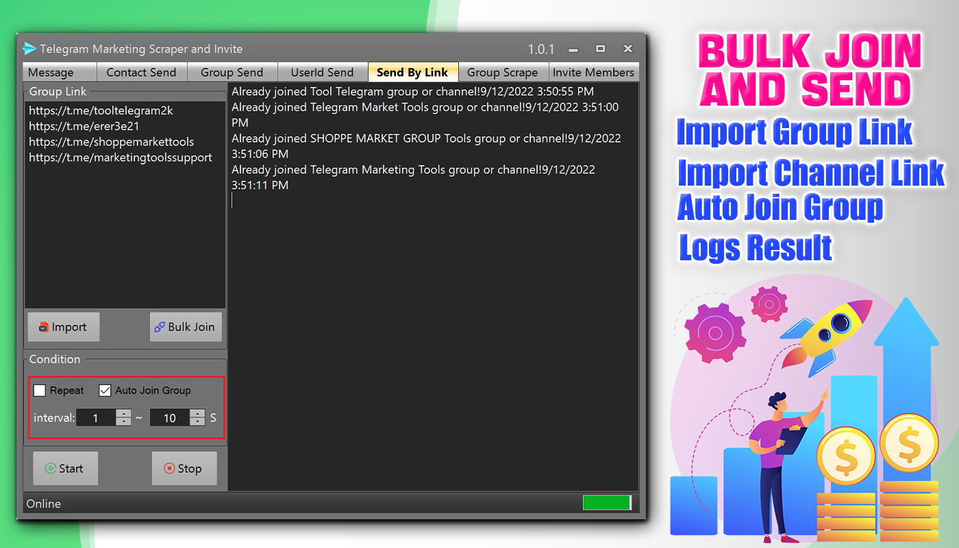 Telegram Marketing Scraper and Invite Bulk Sender by GalaxyXStudio