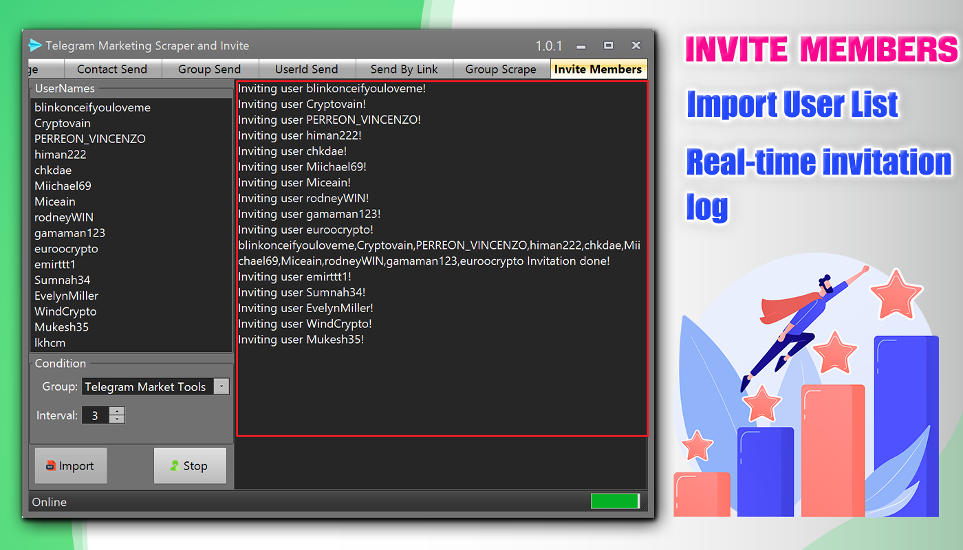 Telegram Marketing Scraper and Invite Bulk Sender by GalaxyXStudio
