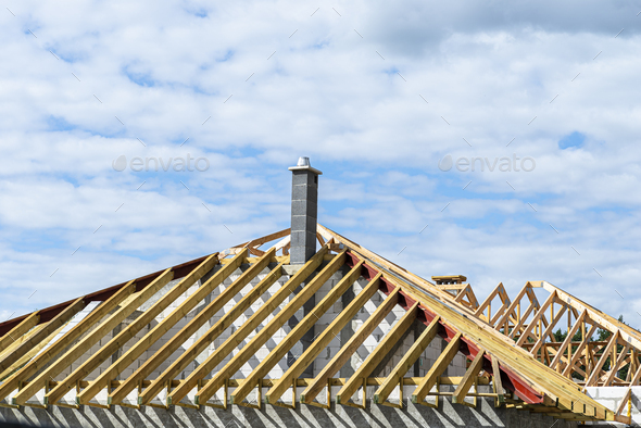 Roof trusses connected to the roof truss, with a steel I-beam instead ...