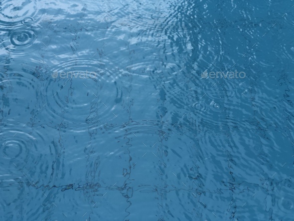 Blue pool water with with raining.Abstract background of water. Stock ...