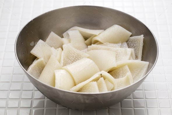 Pork rinds in a bowl. Ingredients for Cueritos (Mexican vinegared ...