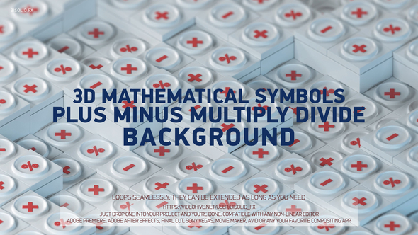 3D Mathematical Symbols Plus Minus Multiply Divide Background, Motion ...