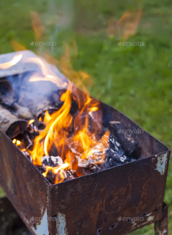 Flame of fire burning in the brazier Stock Photo by Pictures_for_You