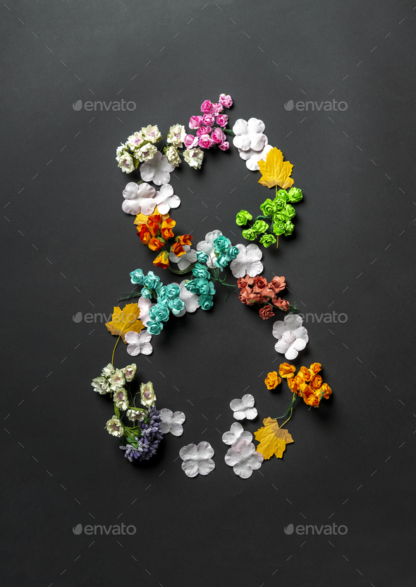 a number eight made of flowers as a symbol of the 8th of march, the ...