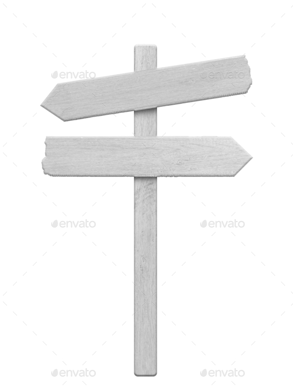 White wood arrow signpost isolated on white background Stock Photo by ...