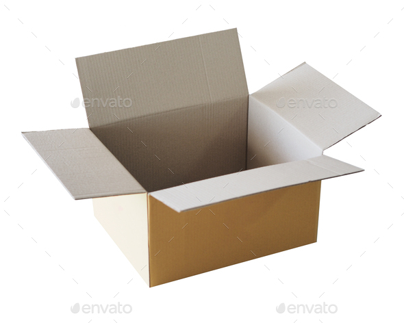 Empty brown paper box on white background for put your product show ...