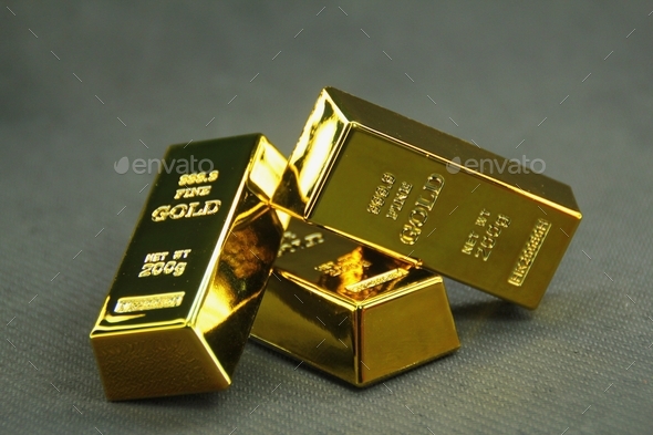 three 200g gold ingots. the concept of gold or worth Stock Photo by ...