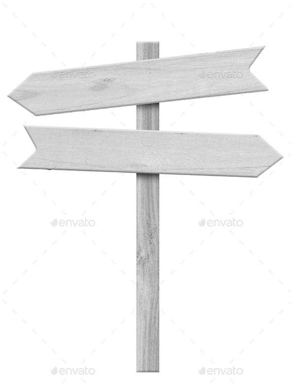 White wood arrow signpost isolated on white background Stock Photo by ...