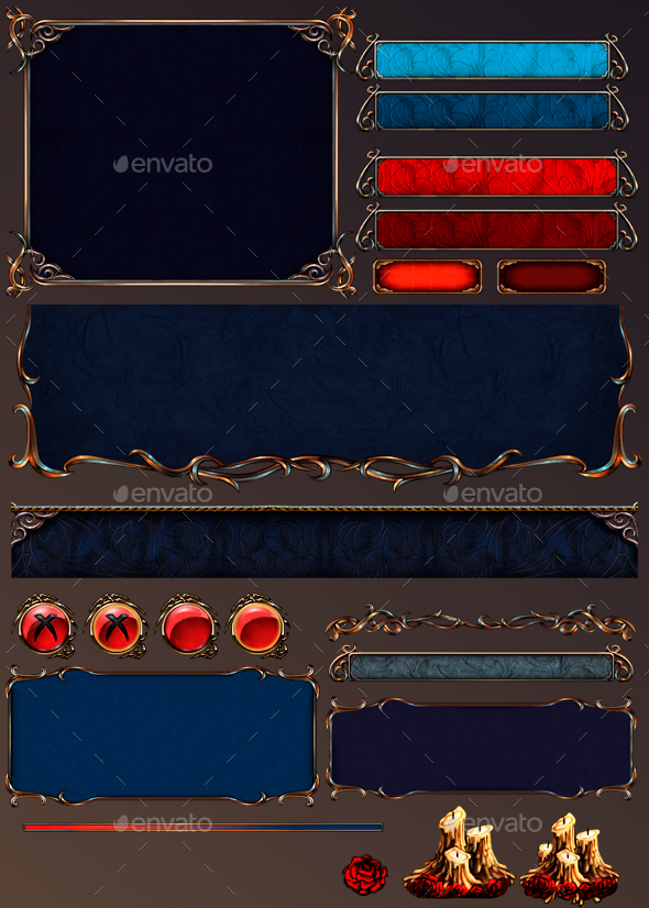 Gothic GUI set, Game Assets | GraphicRiver