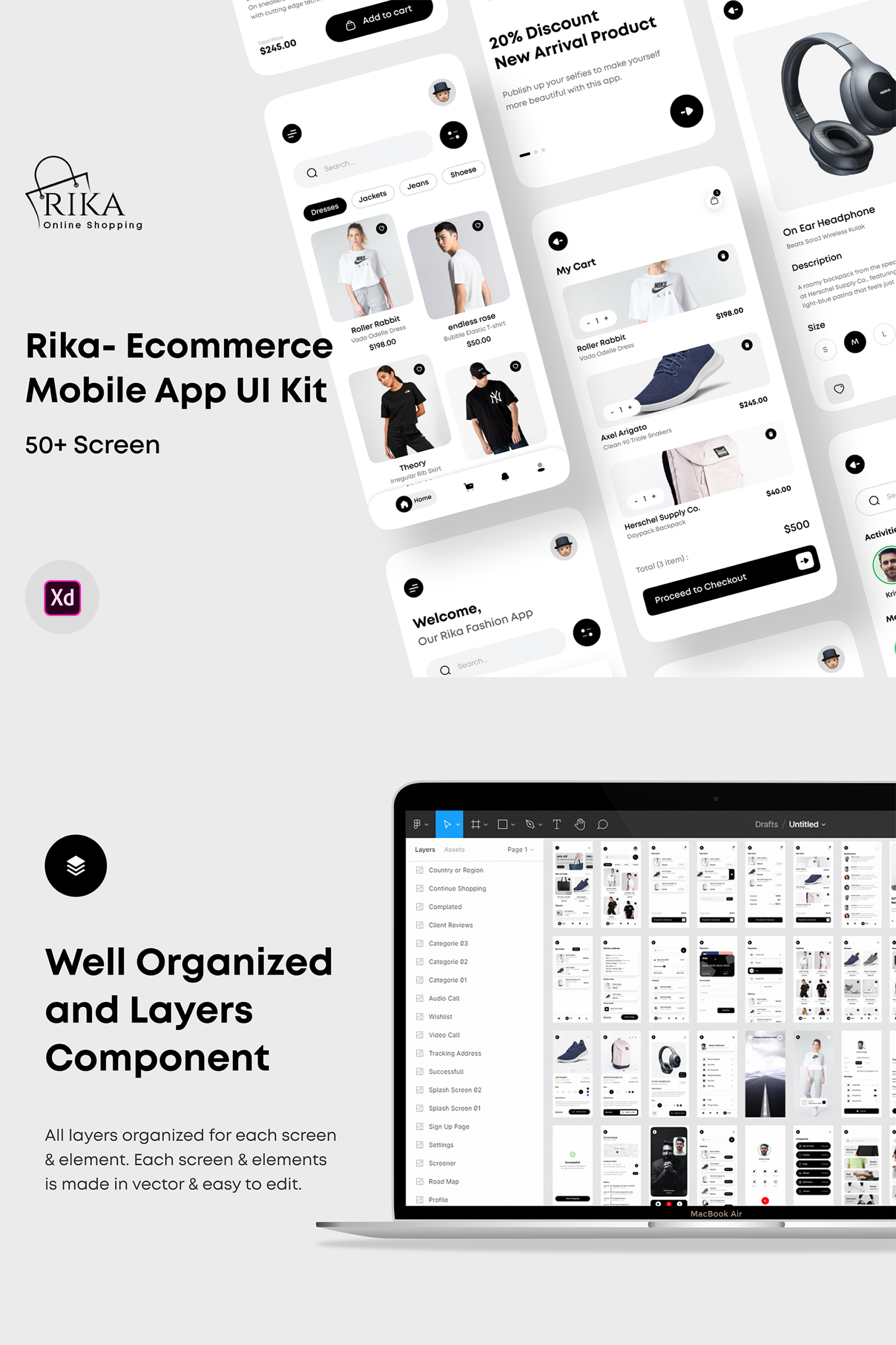 Rika - eCommerce Mobile App UI Kit For Adobe XD by pixleslab | ThemeForest