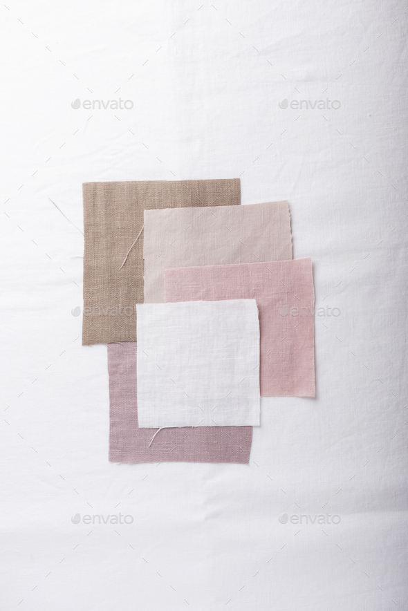 Linen fabric samples in pastel colors Stock Photo by OxanaDenezhkina