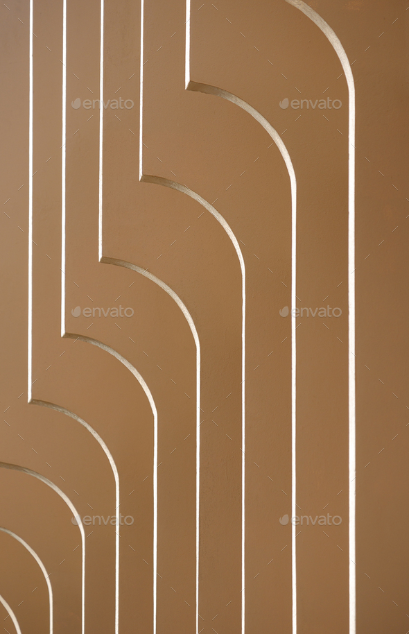 Side view of half arch wall on terrace of vintage building in vertical ...