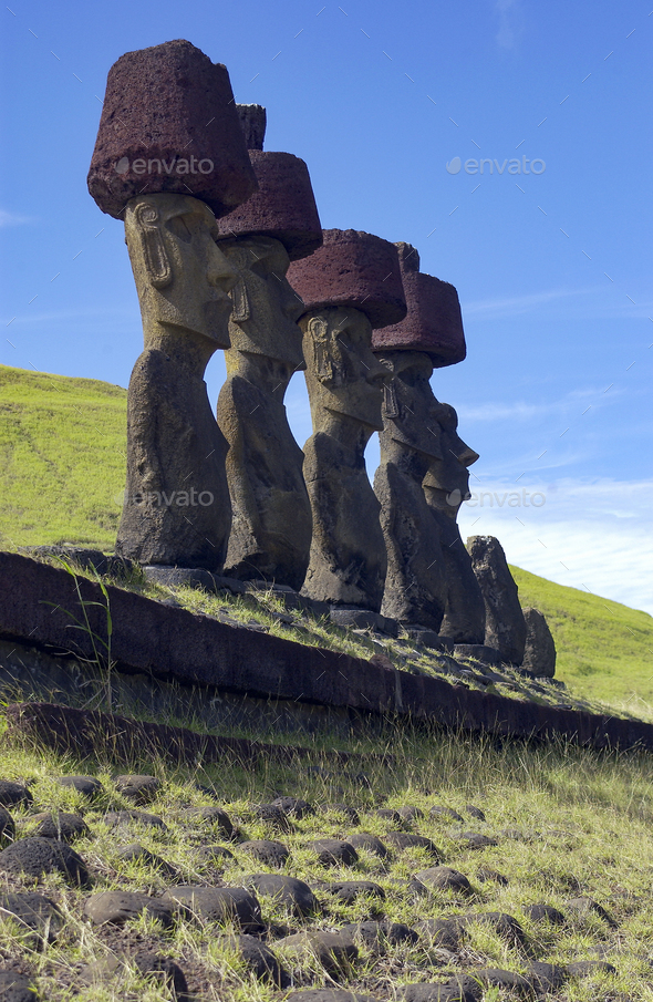 The Moai of Easter Island in the South Pacific Stock Photo by ...