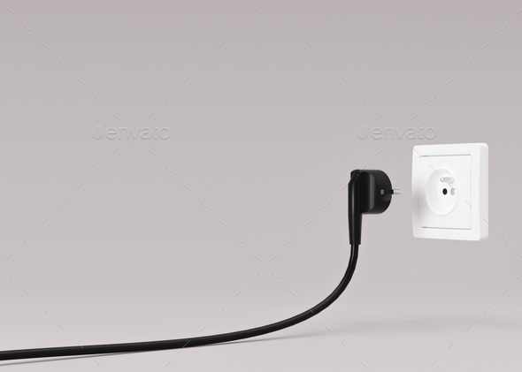 Black electrical plug and electric socket. Ready to connect. Free, copy ...