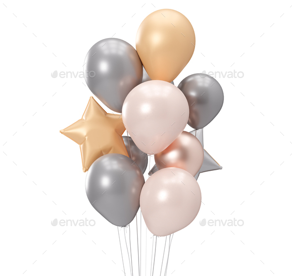Balloons isolated on white background. Birthday, celebration, element ...