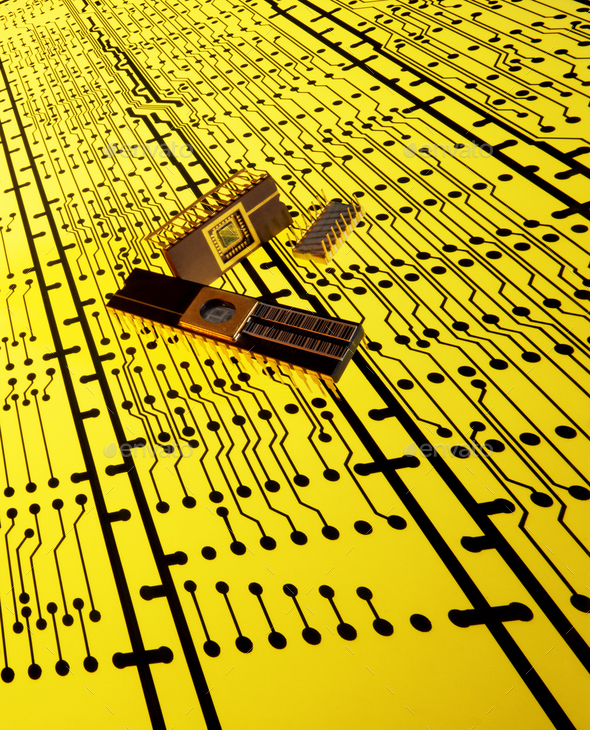 CPU - Processor Chips - Circuit Design Stock Photo by SteveAllenPhoto999