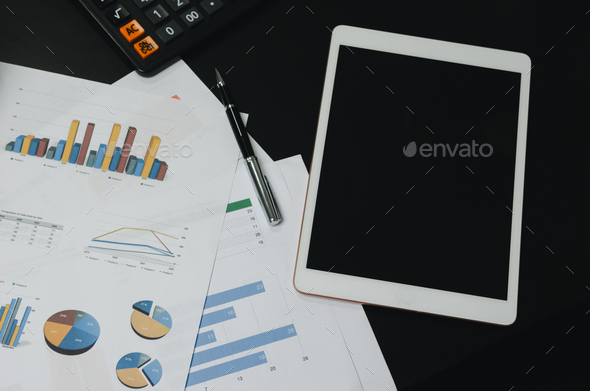 Top view document chart analysis diagram plan financial and graph ...