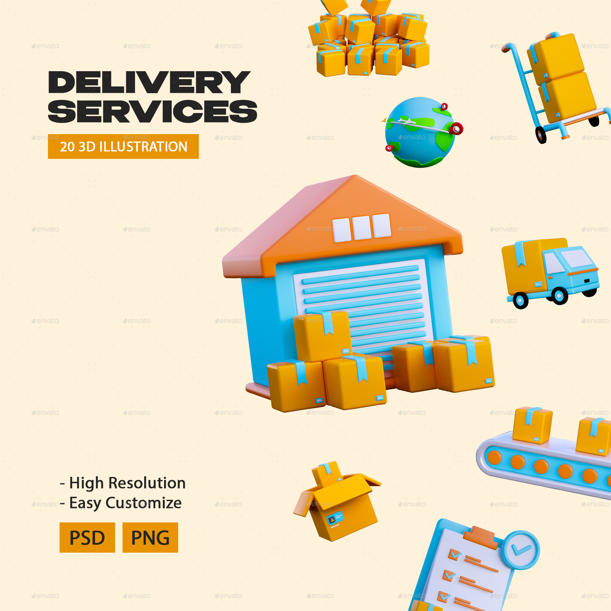 Delivery Services 3d Icon Pack, Graphics | GraphicRiver