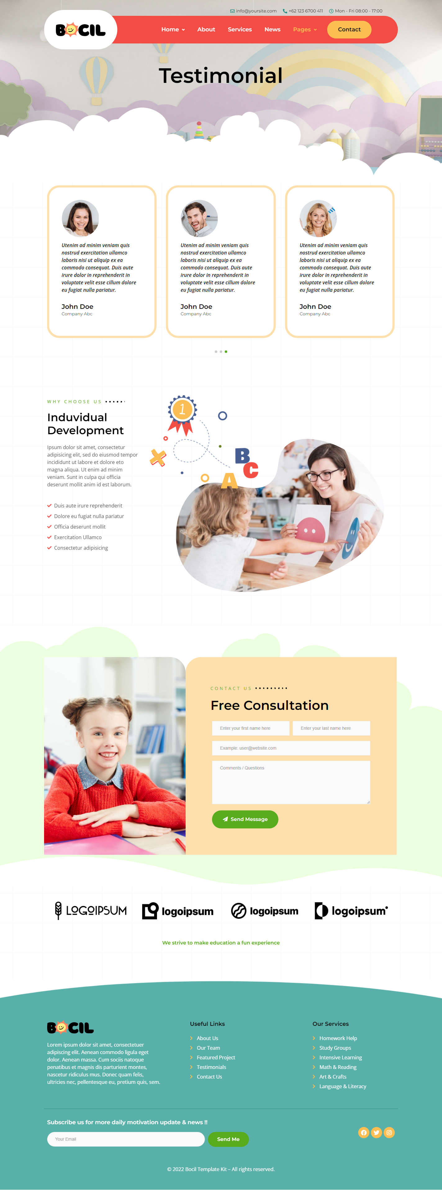 Bocil - Children Kindergarten Elementor Template Kit by rudhisasmito