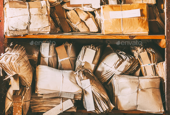 Old Paper Waste. Vintage Keeping Records In Heaps Stock Photo by ...