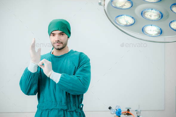 surgical doctor wearing protected medical operation uniform suit ...