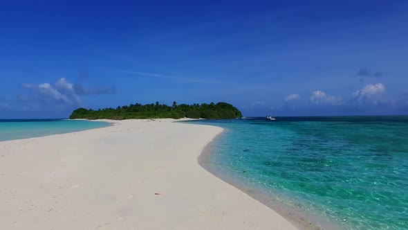 Wide angle sky of perfect sea view beach journey by blue ocean, Stock ...