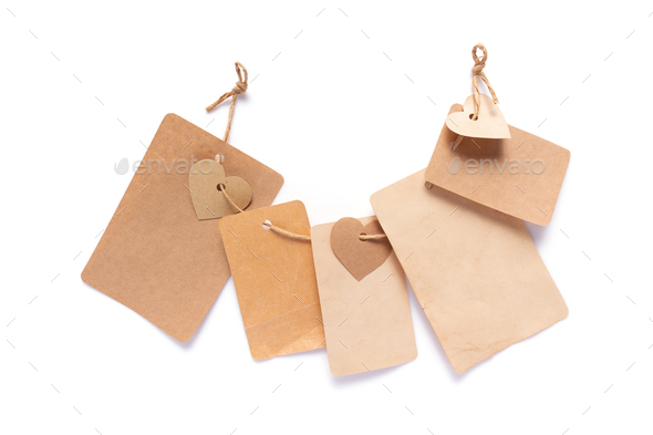 Paper tag price collection isolated at white background. Cardboard ...