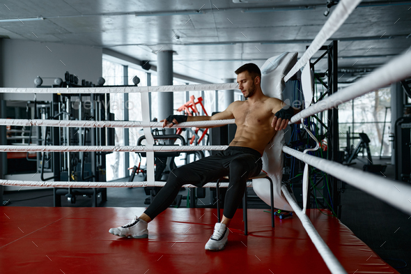 Boxer resting sit in boxer ring Stock Photo by NomadSoul1 | PhotoDune