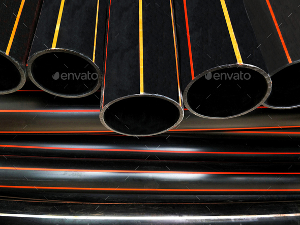 Pile of HDPE pipes conduit for underground electrical wiring ...