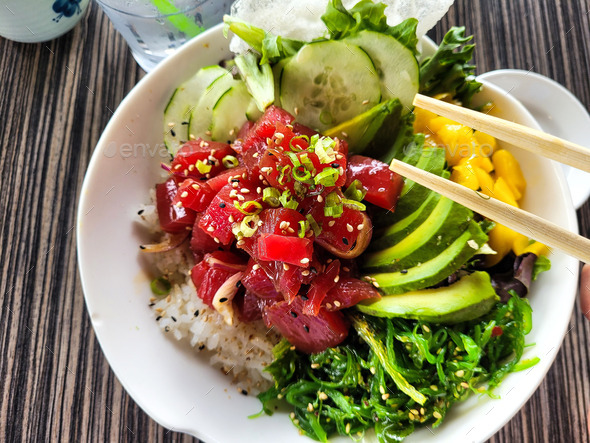 Thai poke bowl ready to eat. Stock Photo by Beachbumledford | PhotoDune