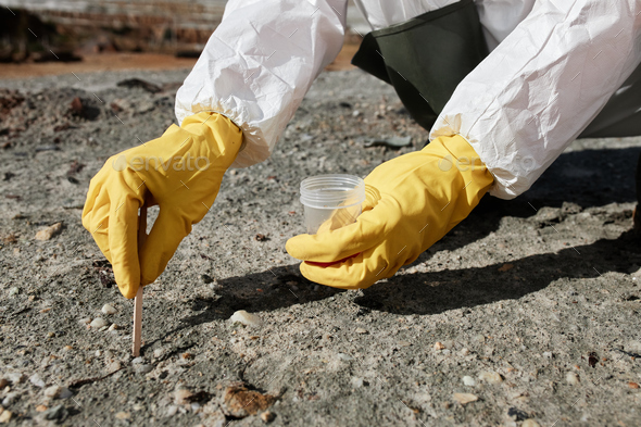 Soil scientist taking polluted sample Stock Photo by Media_photos ...