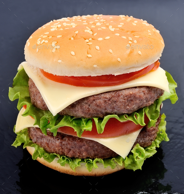Classic cheeseburger Stock Photo by vmariia | PhotoDune