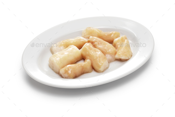 beef small intestine, raw offal meat before grilling, Korean barbecue ...