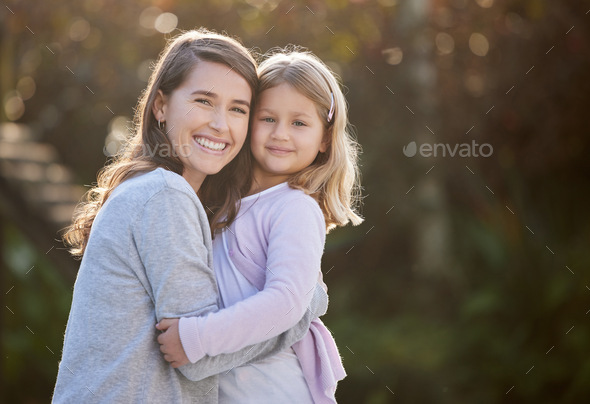 Cropped portrait of an attractive young woman and her daughter posing ...