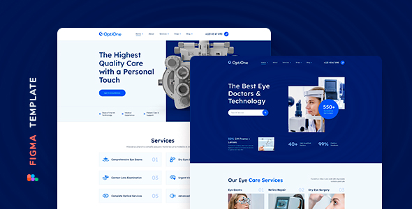 OptiOne – Eye Care Center Template for Figma by merkulove | ThemeForest