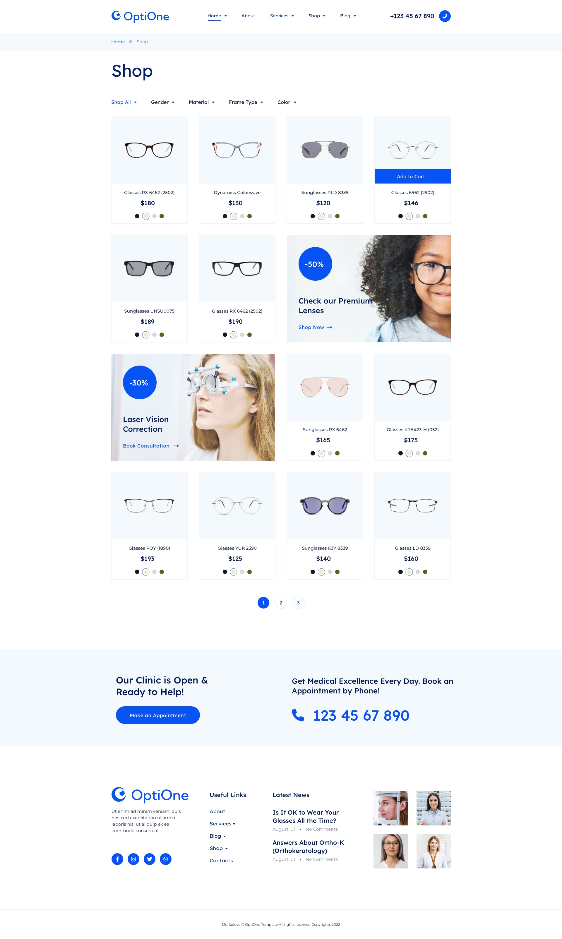 OptiOne – Eye Care Center Template for Figma by merkulove | ThemeForest