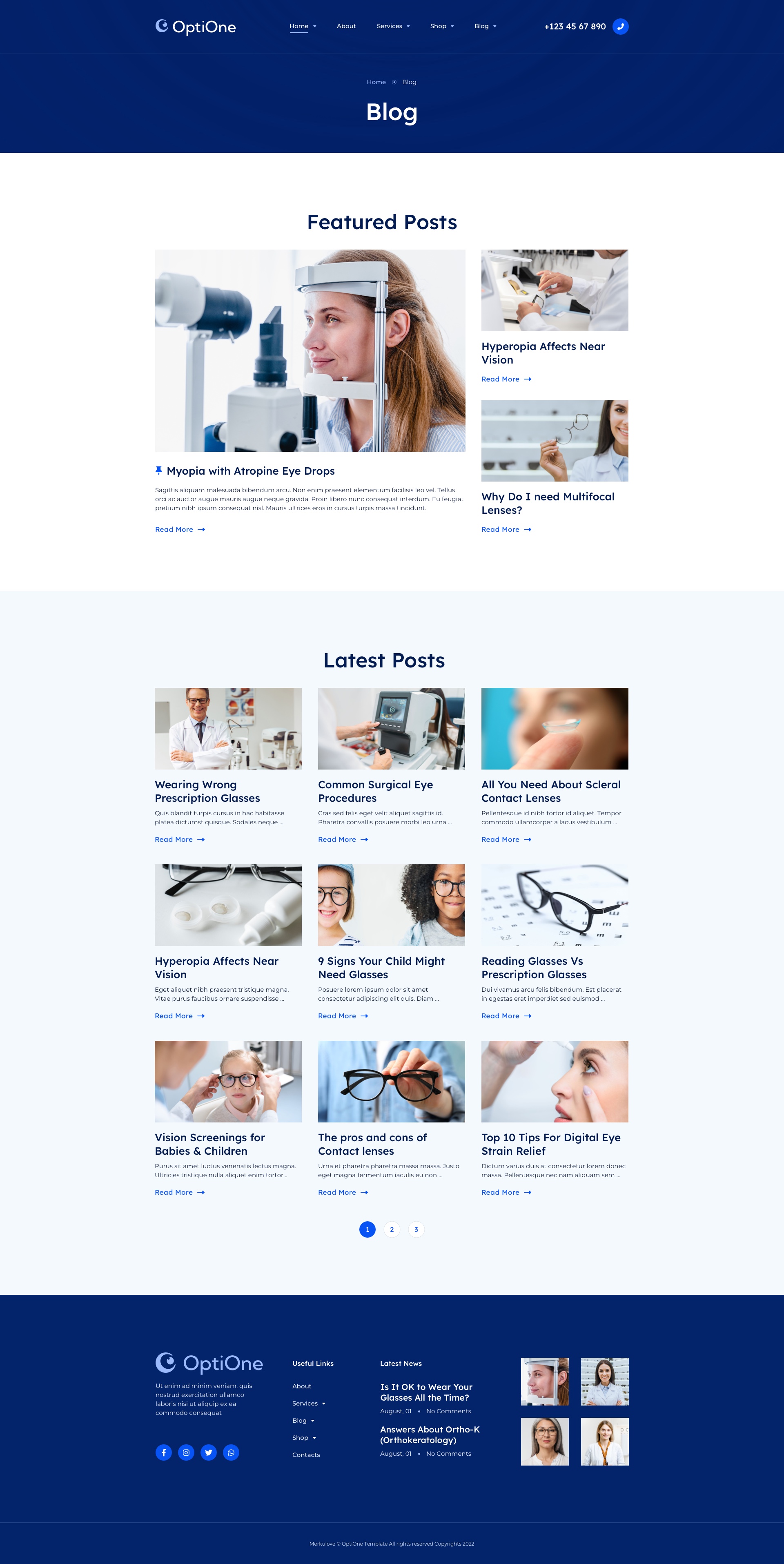 OptiOne – Eye Care Center Template for Figma by merkulove | ThemeForest