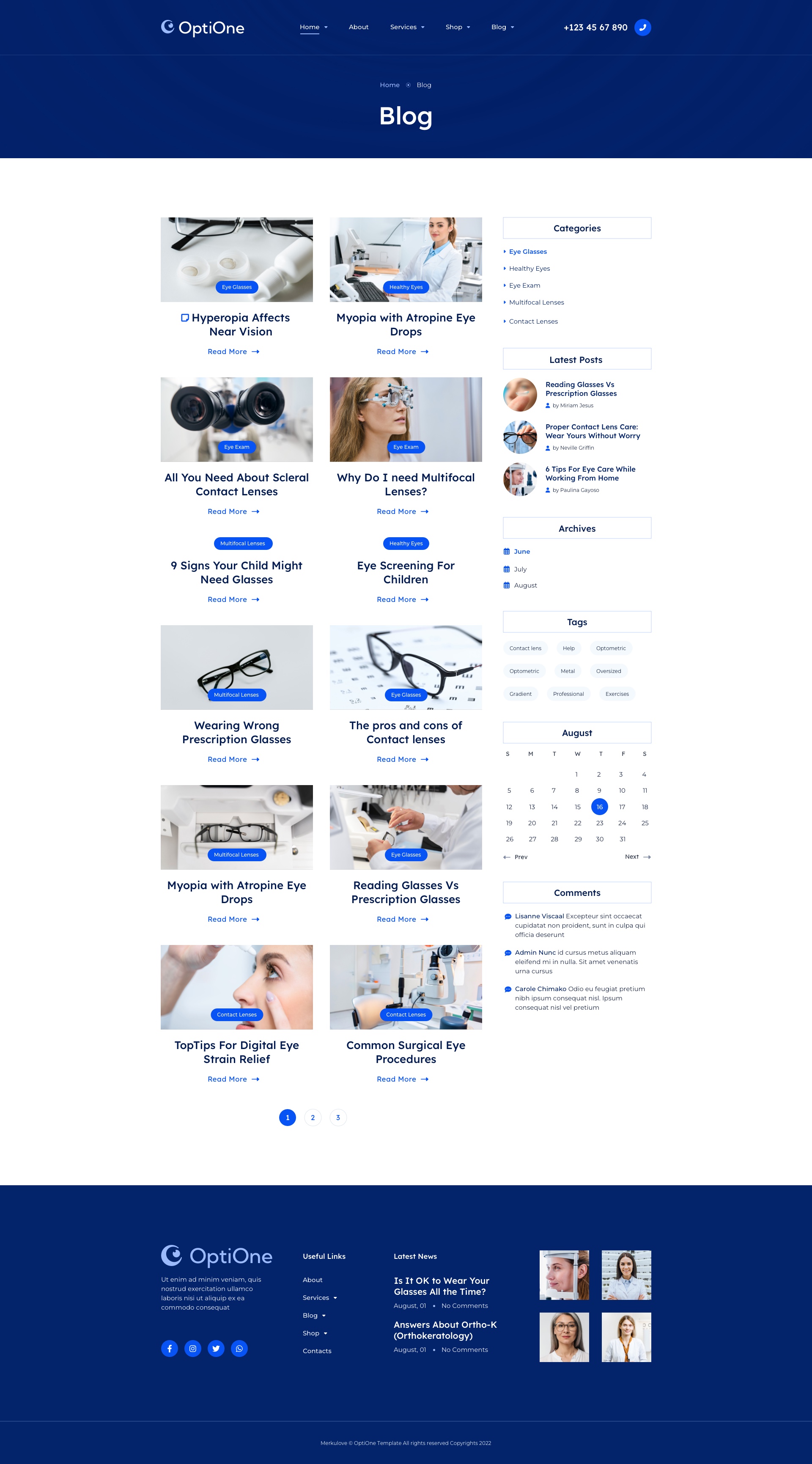 OptiOne – Eye Care Center Template for Figma by merkulove | ThemeForest