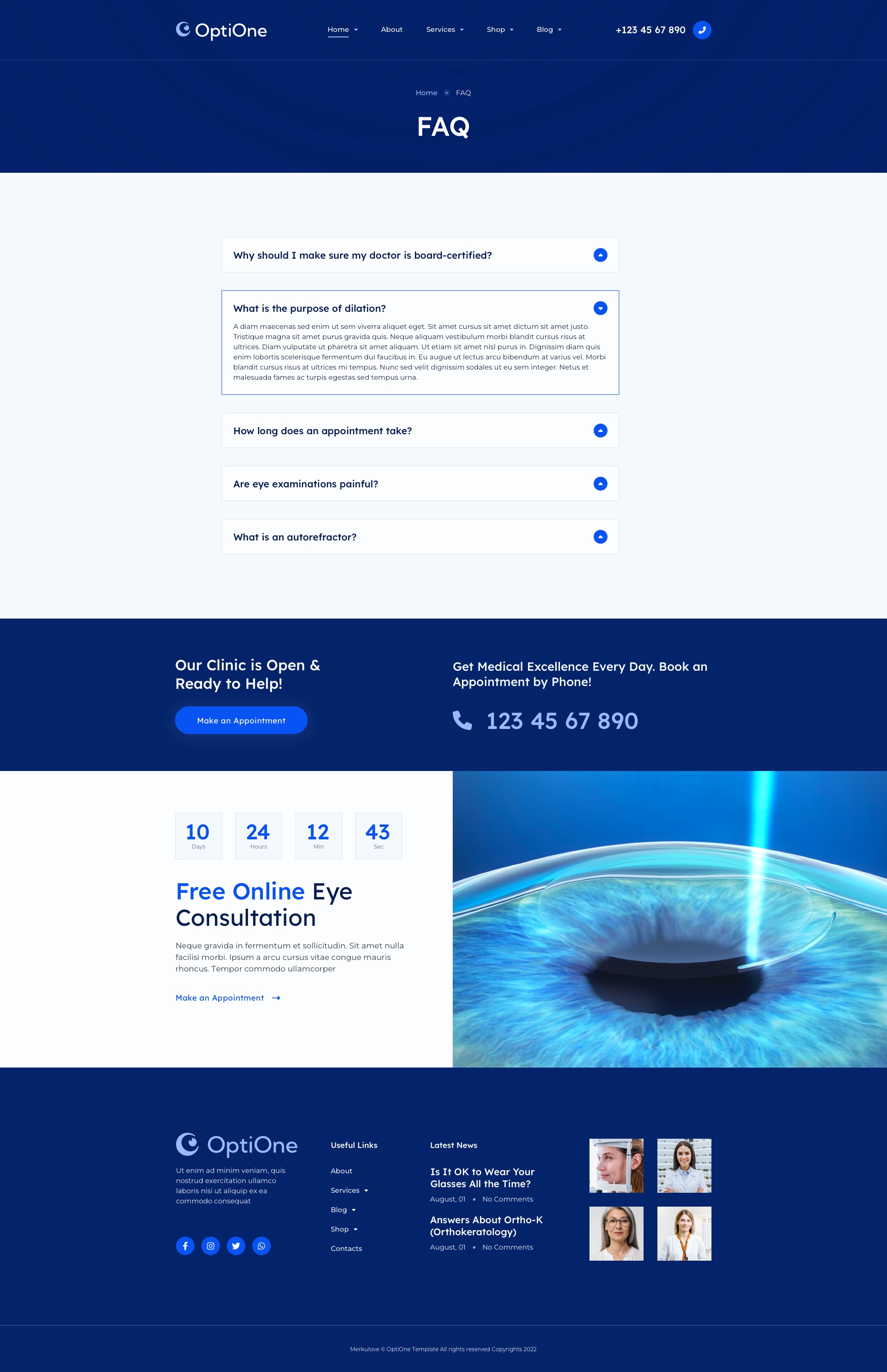 OptiOne – Eye Care Center Template for Figma by merkulove | ThemeForest