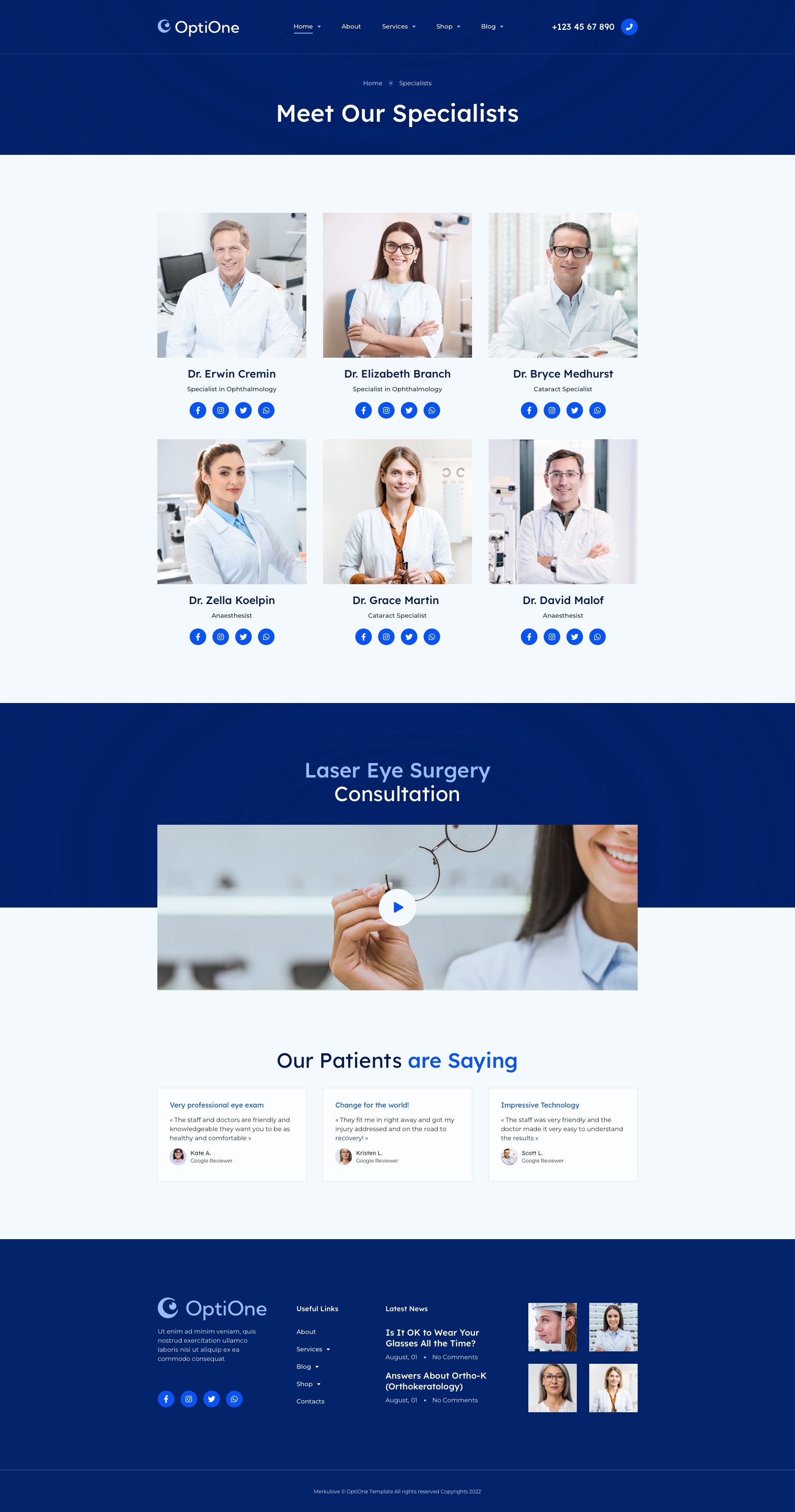 OptiOne – Eye Care Center Template for Figma by merkulove | ThemeForest